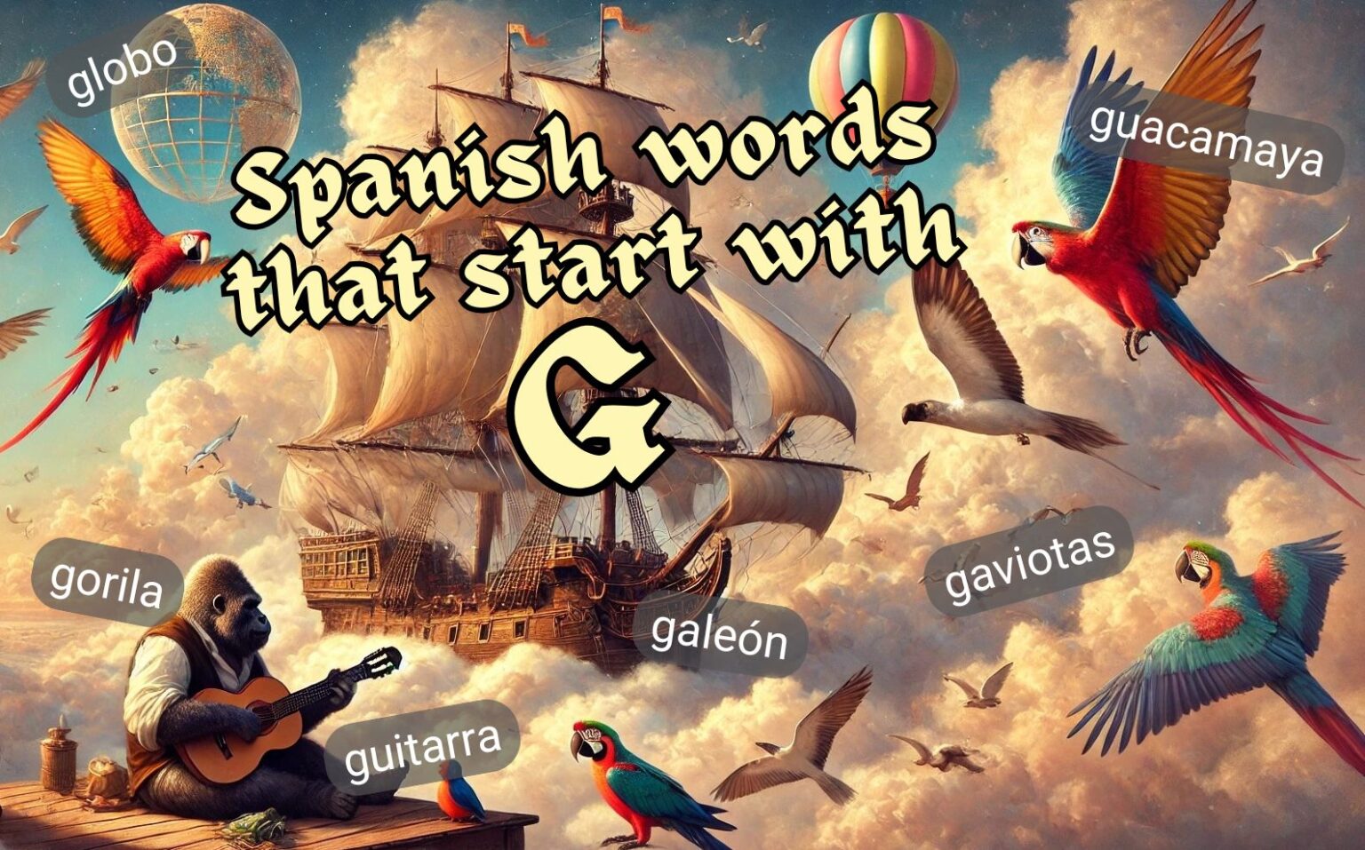 Spanish words that start with G: Giant gorillas and glorious galleons
